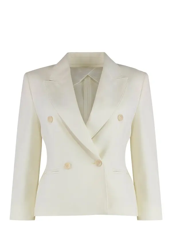 Max Mara Inspired Wool Double-breasted Cropped Blazer - White