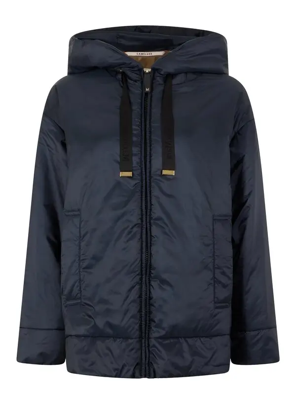Max Mara Padded Hooded Zip Jacket In Polyester And Polyamide - Blue