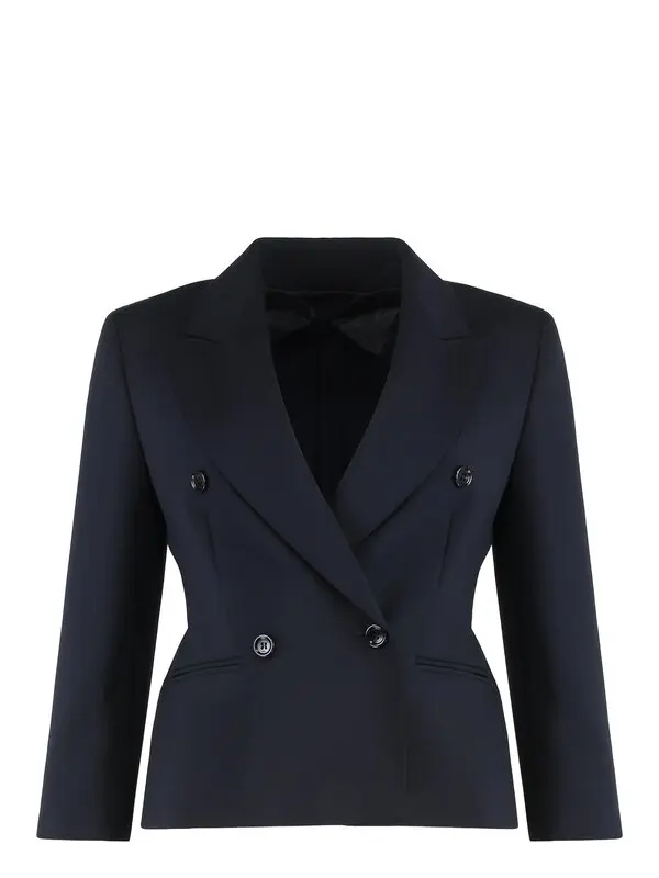 Max Mara Double-breasted Cropped Wool Blazer - Blue