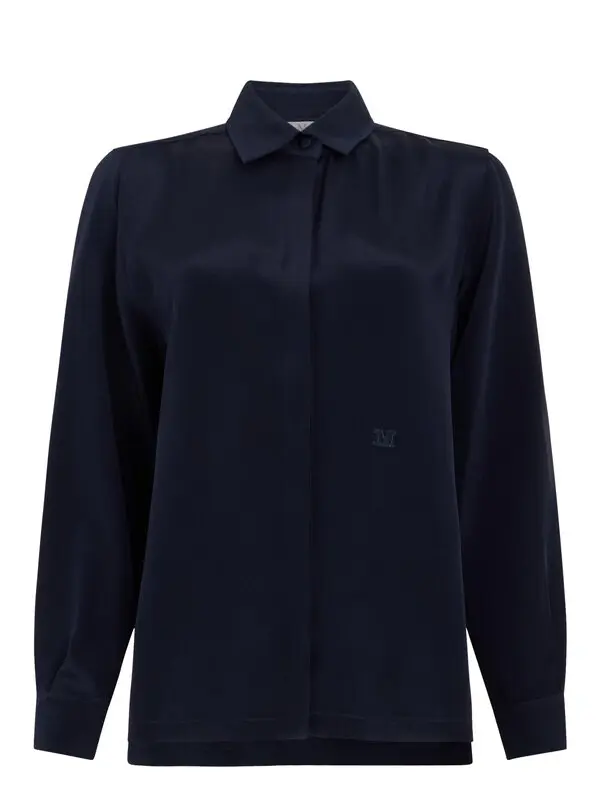 Max Mara Silk Long Sleeve Shirt - Blue