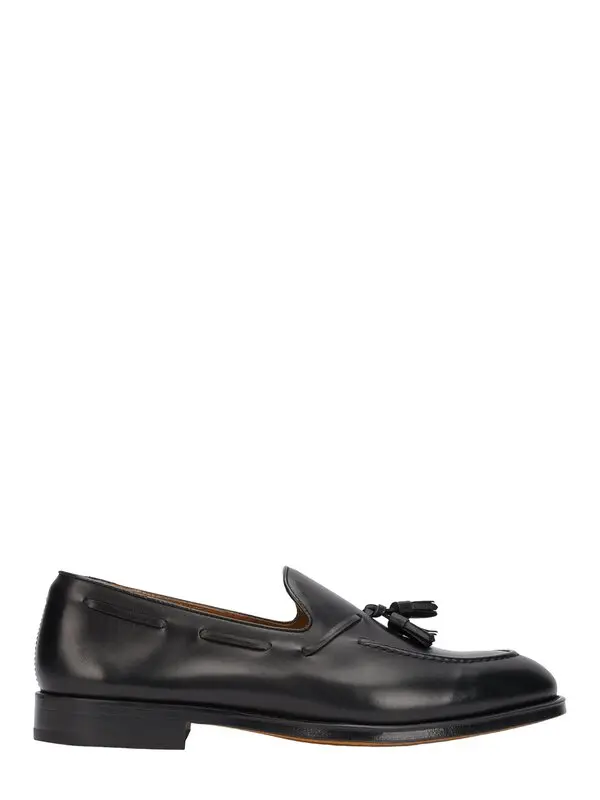 DOUCAL'S Tassel Leather Loafers With Rubber Sole - Black