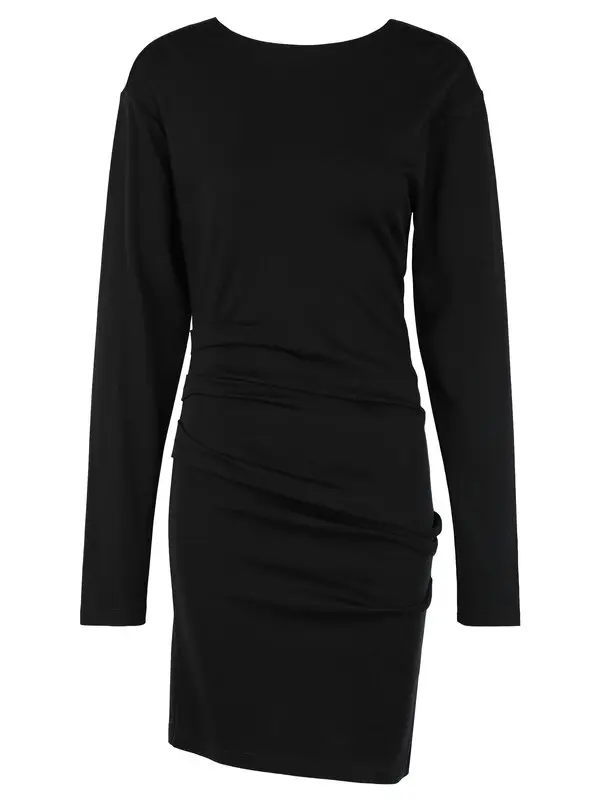 Max Mara Mini Draped Dress In Premium Wool - Black