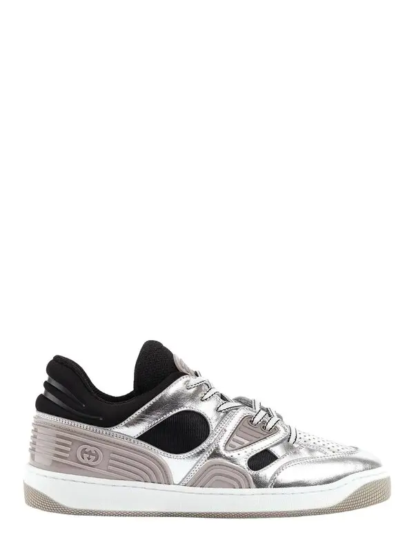Gucci Logo Detail Sneakers - Silver/bla
