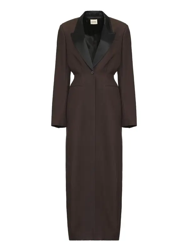 Khaite Bellow Satin Lapel Single-breasted Long Jacket - Brown