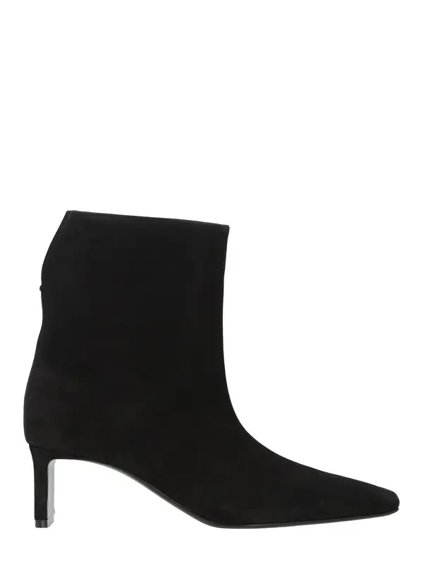 Khaite Suede Ankle Boots With Square Toe And Engraved Back - Black