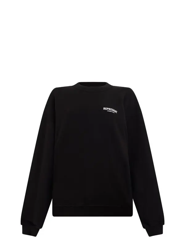 REPRESENT Cotton Crew Neck Sweatshirt With Discreet Chest Logo - Black