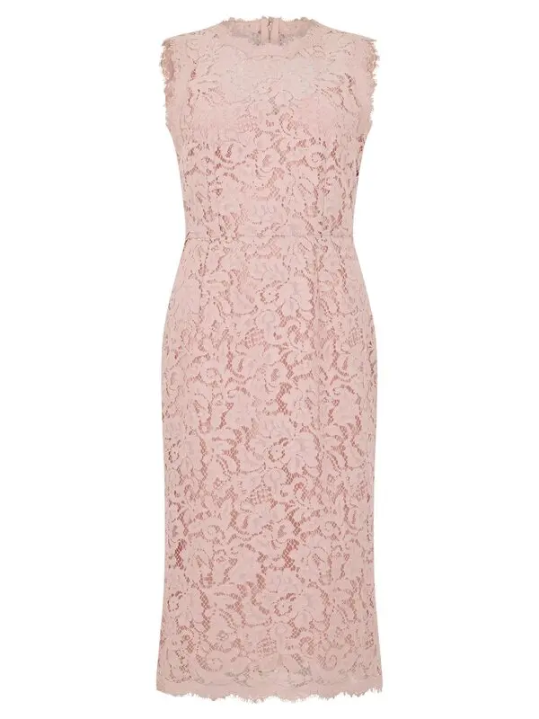 Dolce & Gabbana Sleeveless Lace Midi Dress - Pink