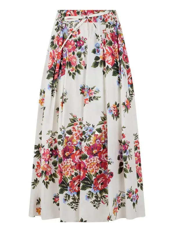 Dolce & Gabbana Floral Print Cotton Poplin Maxi Dress - White