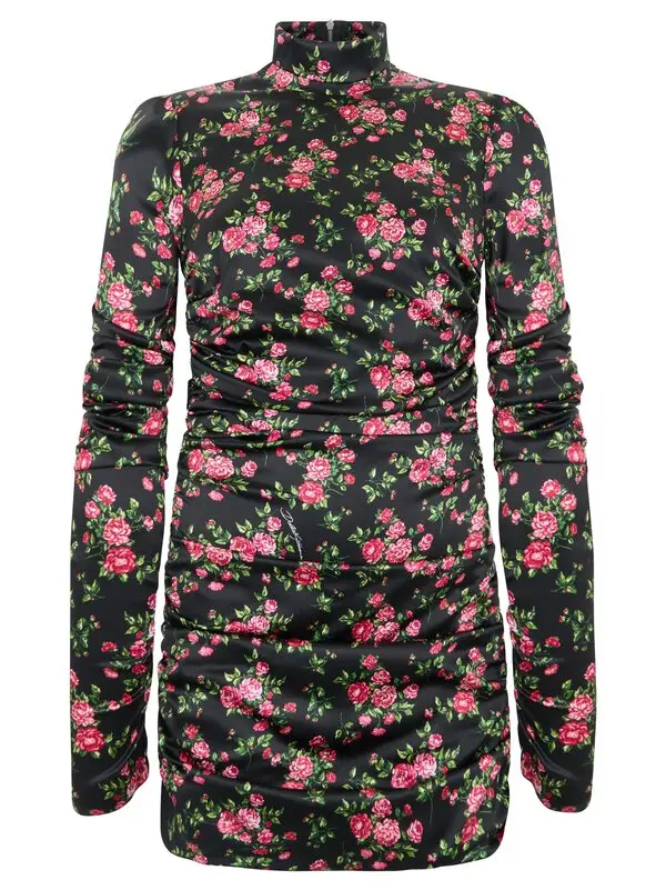 Dolce & Gabbana Floral Printed Silk Blend Mini Dress - Multicolor