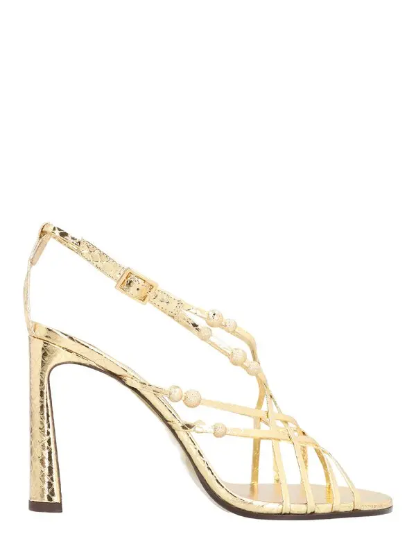 JIMMY CHOO Felice Adjustable Ankle Strap Heeled Sandals - Gold