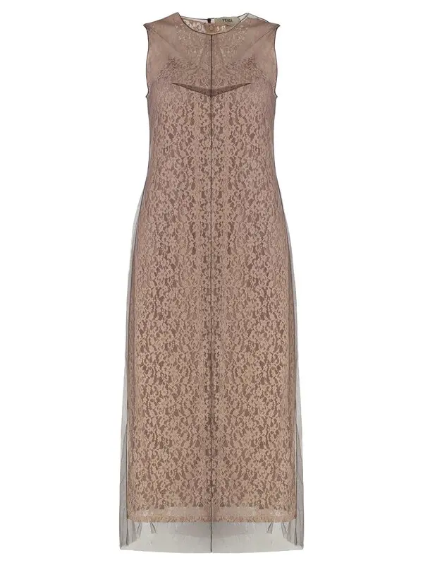 Fendi Lace Midi Dress - Pink