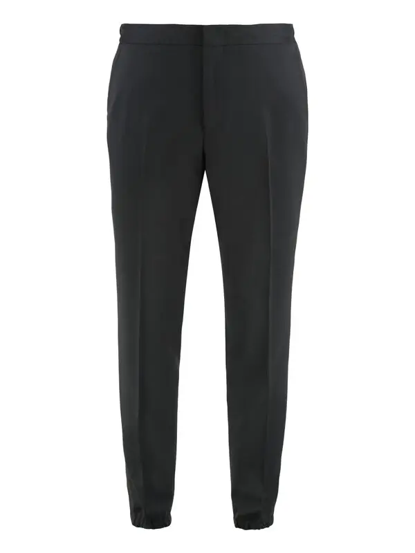 Zegna Wool-blend Stretch Trousers With Modern Cut - Black