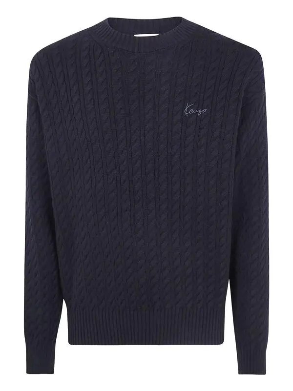 Kenzo Cable Knit Crewneck Sweater - Black