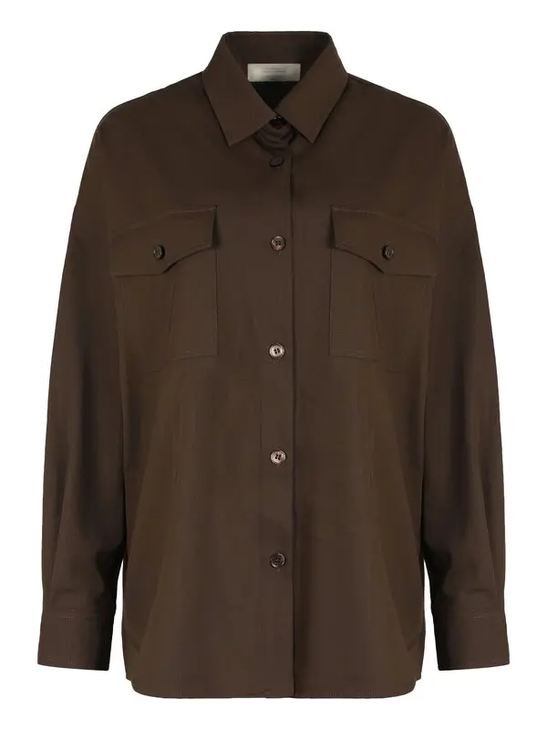 Max Mara Classic Collar Linen Shirt - Brown