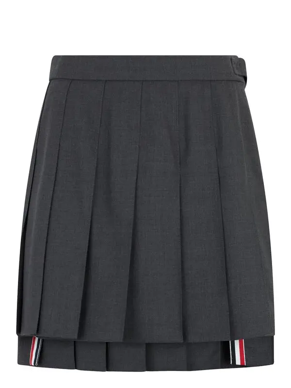 Thom Browne Asymmetrical Pleated Mini Skirt - Grey