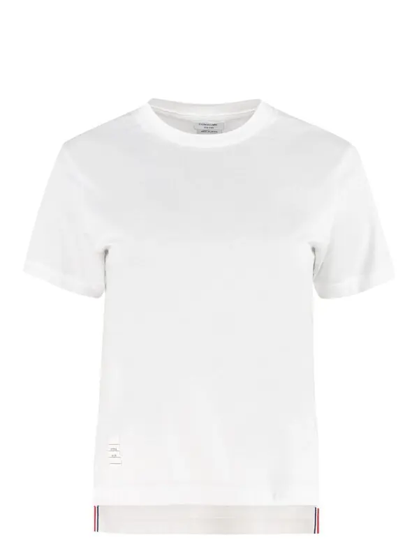 Thom Browne Asymmetric Hem Cotton Crew-neck T-shirt - White
