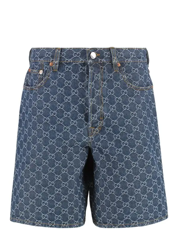 Gucci Jacquard Logo Mini Shorts - Denim