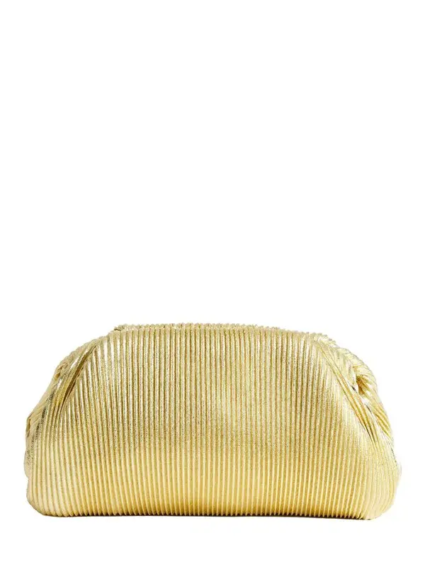 Topshop Metallic Pleated Clutch - Gold