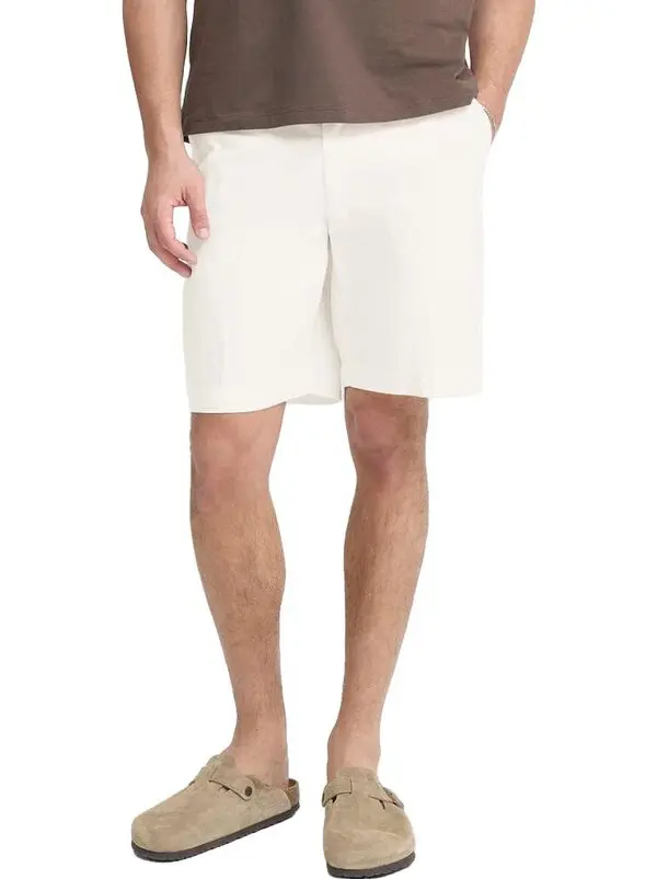 CASUAL FRIDAY Flat Front Cotton & Linen Chino Shorts - Marshmallow