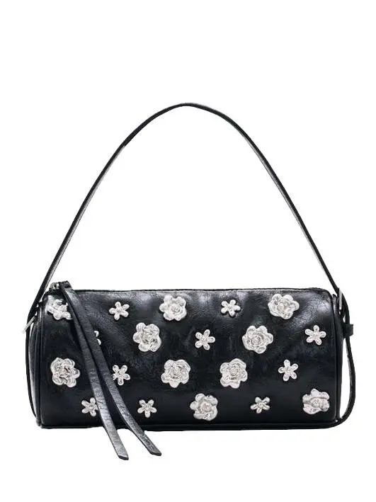 Desigual Small Faux Leather Barrel Shoulder Bag - Black