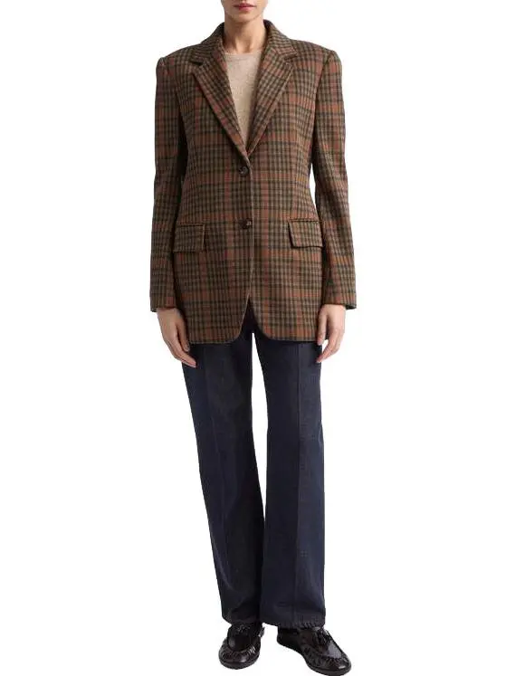 Max Mara Plaid Wool Blend Blazer - Tobacco