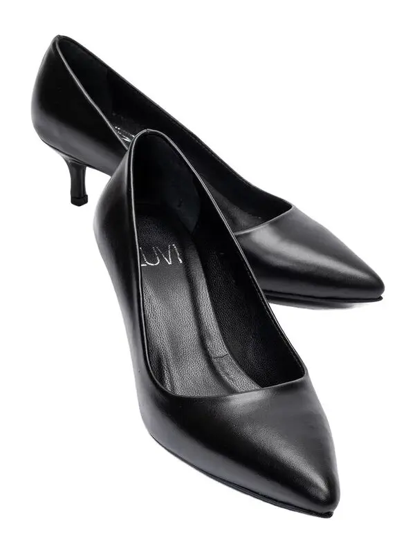 FOREVER & ALWAYS SHOES Jalen Leather Stiletto Pumps - Black