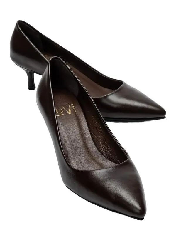 FOREVER & ALWAYS SHOES Jalen Leather Stiletto Pumps - Brown