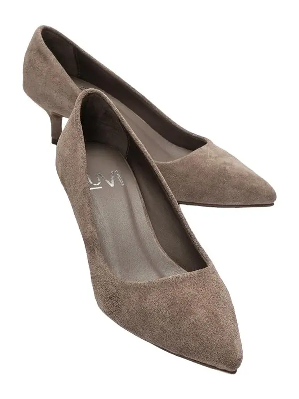 FOREVER & ALWAYS SHOES Jalen Leather Stiletto Pumps - Mink Suede