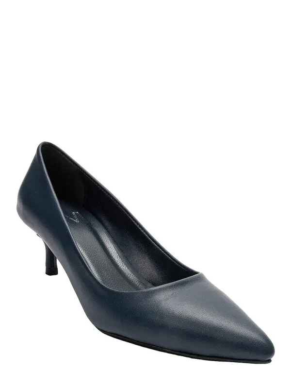 FOREVER & ALWAYS SHOES Jalen Leather Stiletto Pumps - Navy