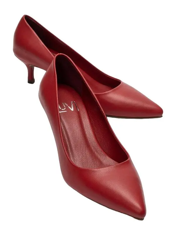 FOREVER & ALWAYS SHOES Jalen Leather Stiletto Pumps - Red