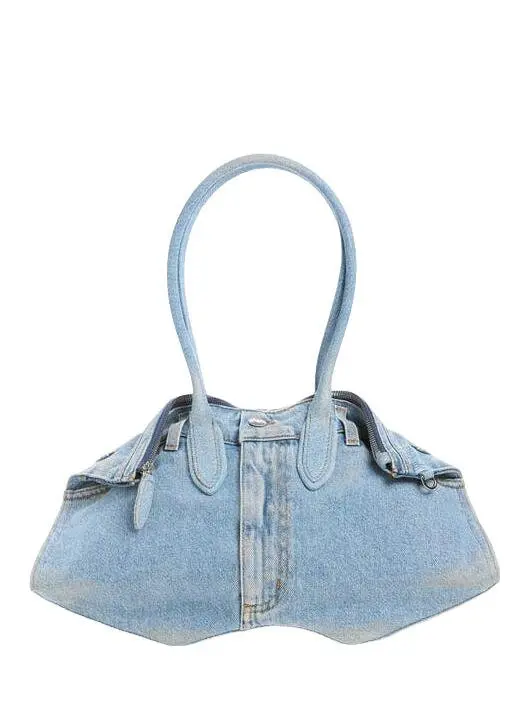 Alexander McQueen Manta Denim Shoulder Bag - Navy