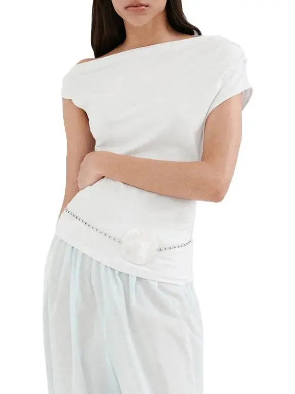 Mango Ruched One-shoulder Top - White