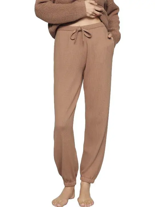 Eberjey Tie Waist Sweater Pants - Hazelnut