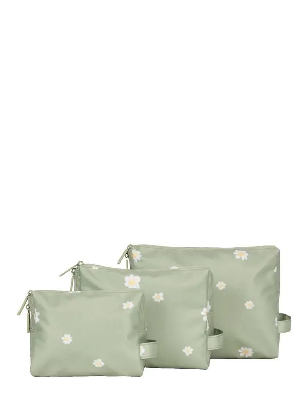 CALPAK 3-piece Water-resistant Zip Pouch Set - Daisy