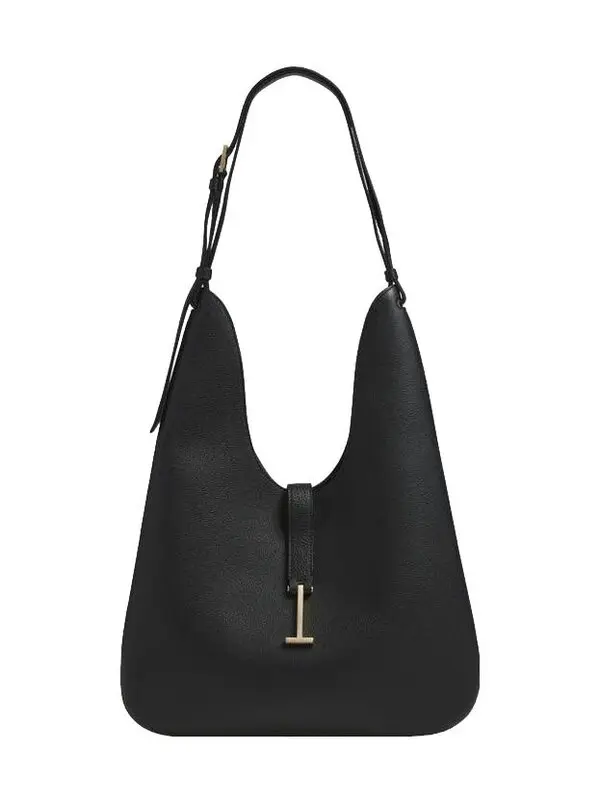 TOM FORD Kara Grained Leather Hobo Bag - Black