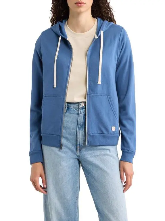 Marine Layer Cotton Blend Zip Front Hoodie - Faded Navy