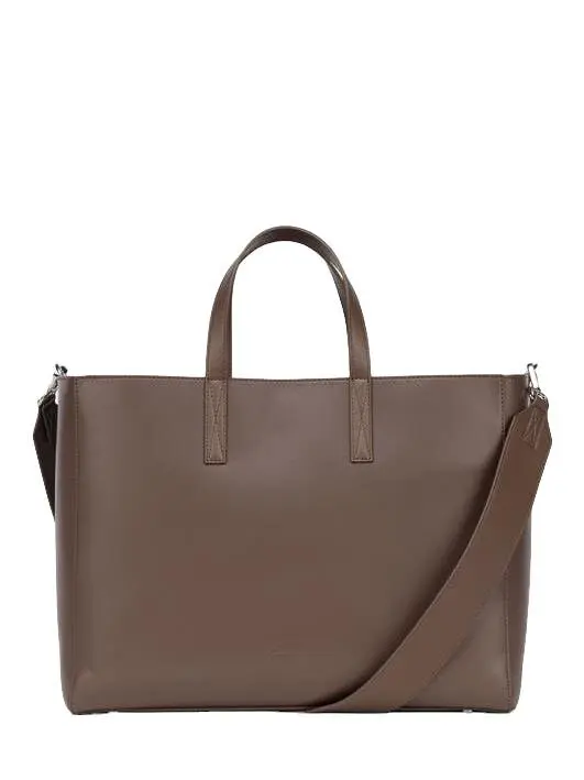 CALPAK Haven Faux Leather Laptop Tote - Espresso