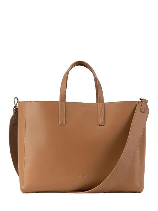 CALPAK Haven Faux Leather Laptop Tote - Toffee
