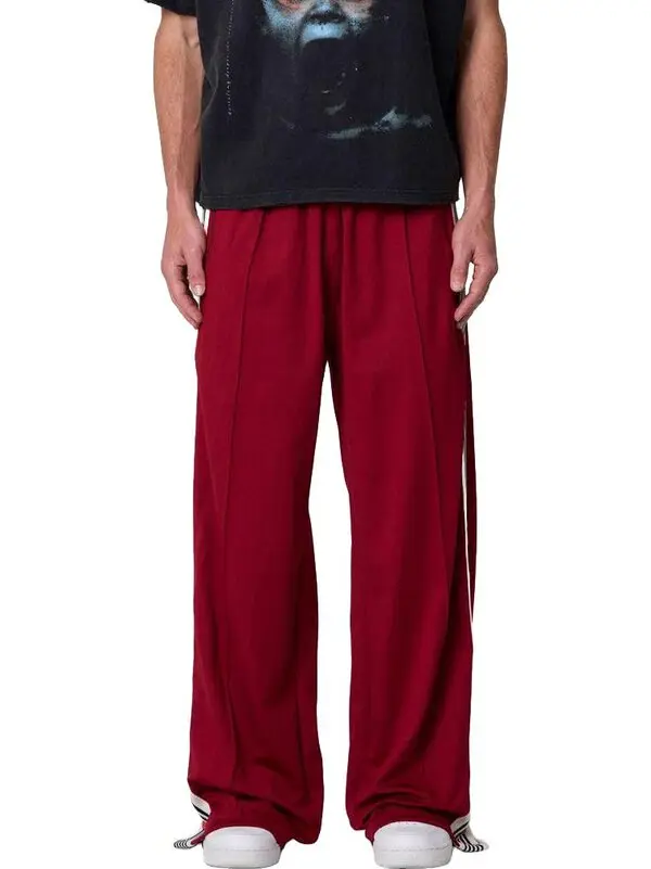 Mnml Side Snap Striped Track Pants - Red