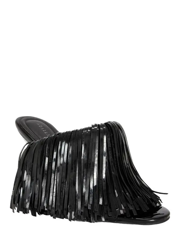 AZALEA WANG Vailyn Patent Fringe Stiletto Sandal - Black