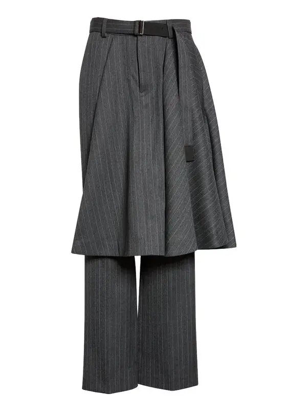 Sacai Pinstripe Skirt Layered Trousers - Black
