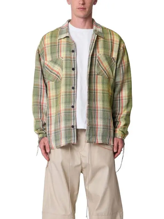 Mnml Vintage Plaid Flannel Shirt - Green