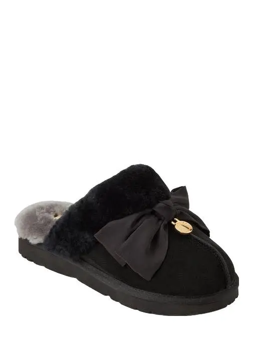 DEARFOAMS Sydney Dream Bow Scuff Slippers - Black