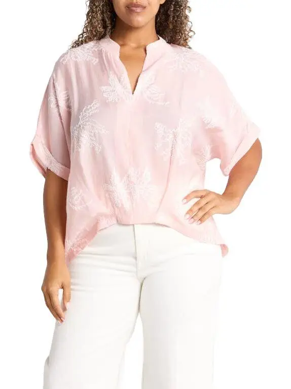 RAIN AND ROSE Embroidered Shirt - Pink