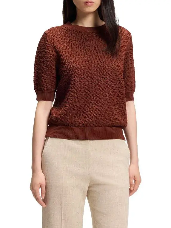 BOSS Folearia Short Sleeve Cotton Sweater - Tortoise Shell
