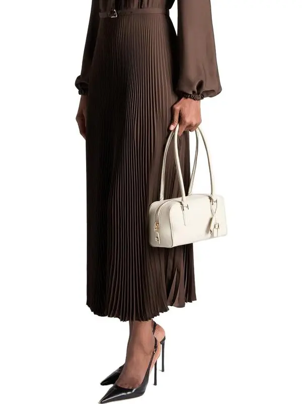 TOM FORD Mini Stryke Leather Shoulder Bag - Dove Grey
