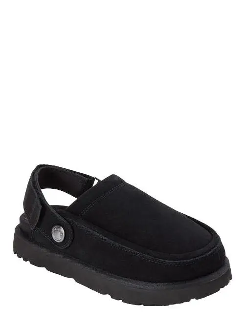 DEARFOAMS Fireside Convertible Mule Slippers With Genuine Suede And Shearling - Black