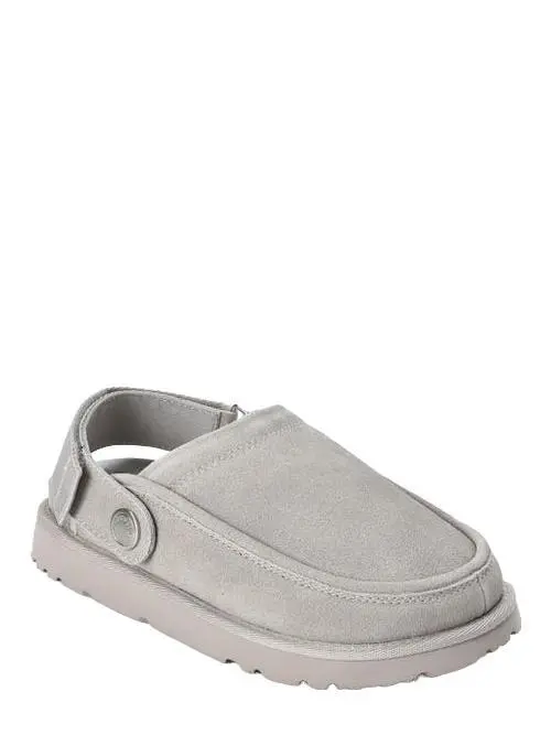 DEARFOAMS Fireside Convertible Mule Slippers With Genuine Suede And Shearling - Smoke