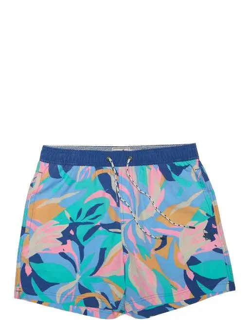 PARTY PANTS Floral Swim Trunks - Light Blue