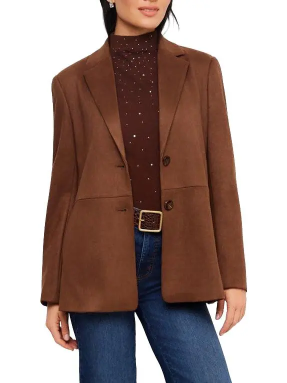 Karen Kane Faux Suede Blazer With Notched Lapels - Mocha